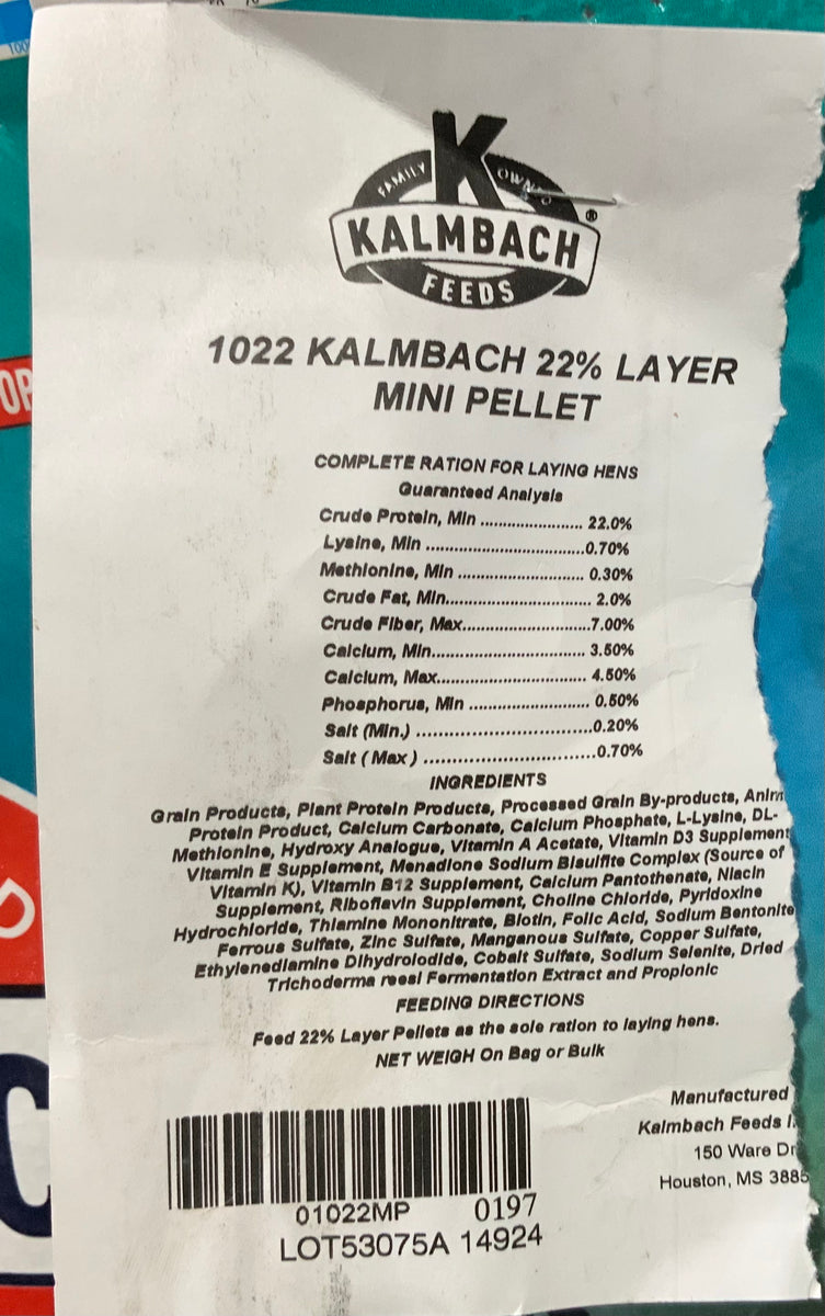 Kalmbach 22% Layer Mini Pellet, 50lb – G&DFarms