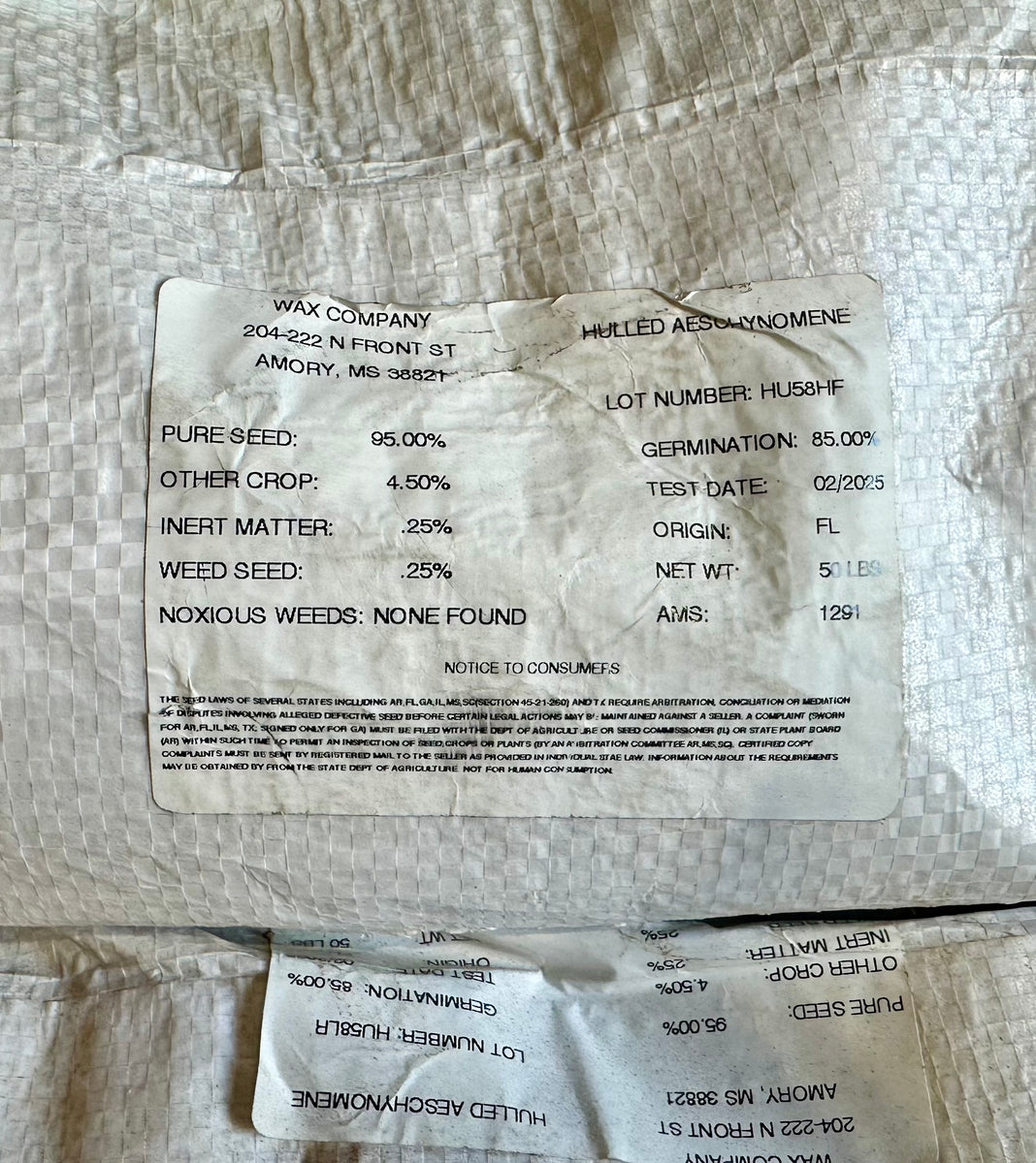 Joint Vetch (Aeshchynomene)Hulled Seed, 50lb – G&DFarms