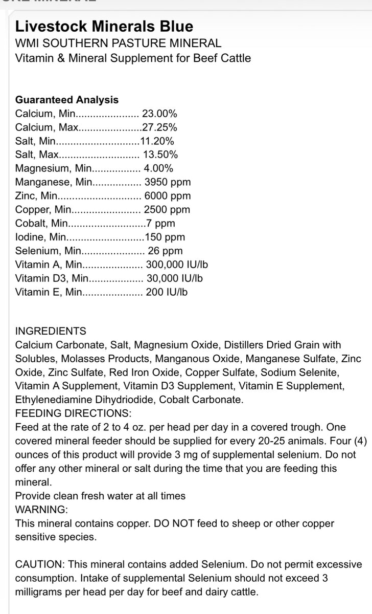 Ware Milling Southern Pasture Mineral, 50lb – G&DFarms