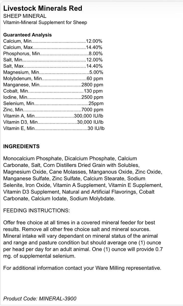 Ware Milling Sheep Mineral, 50lb – G&DFarms